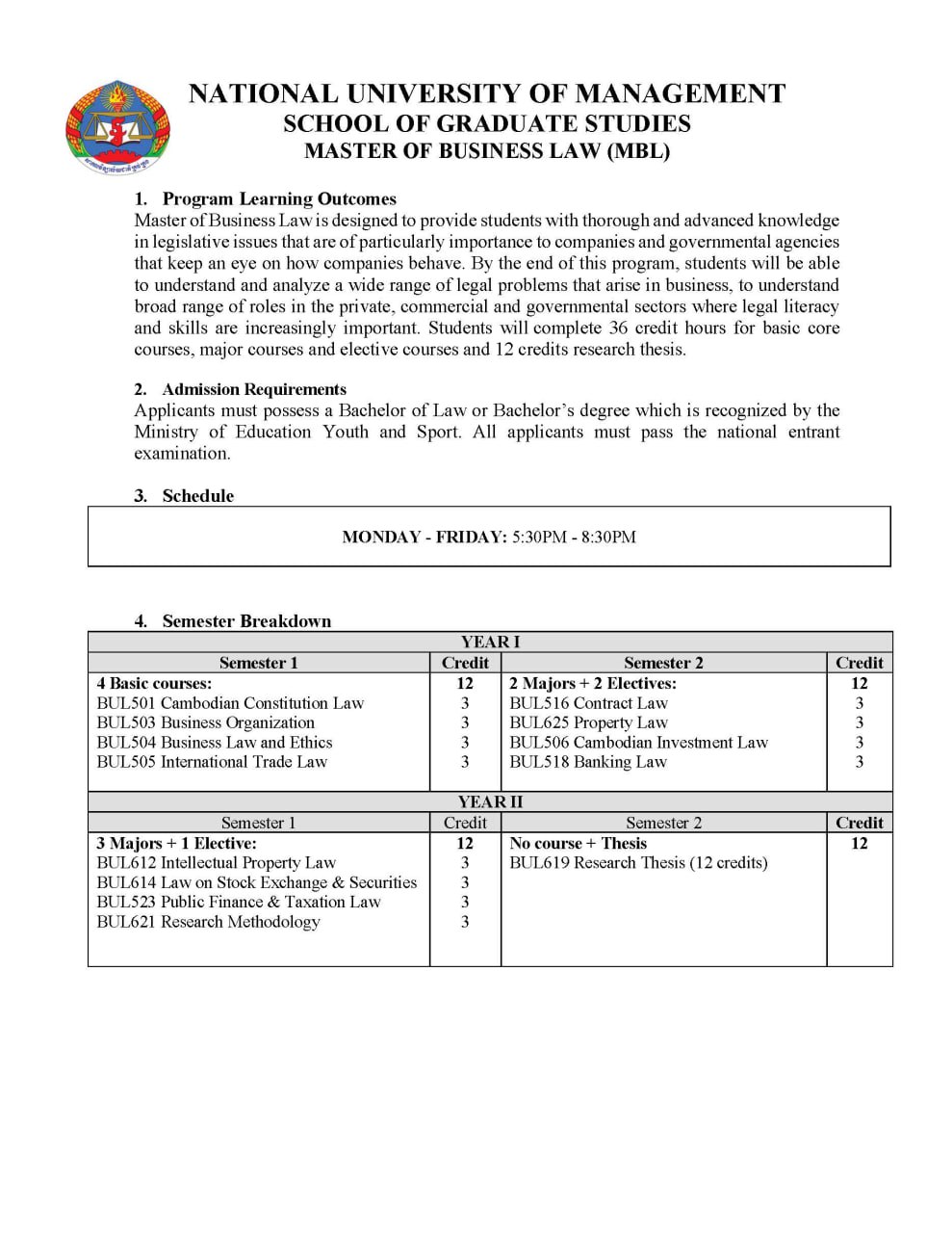 Master of Business Law – School of Graduate Studies