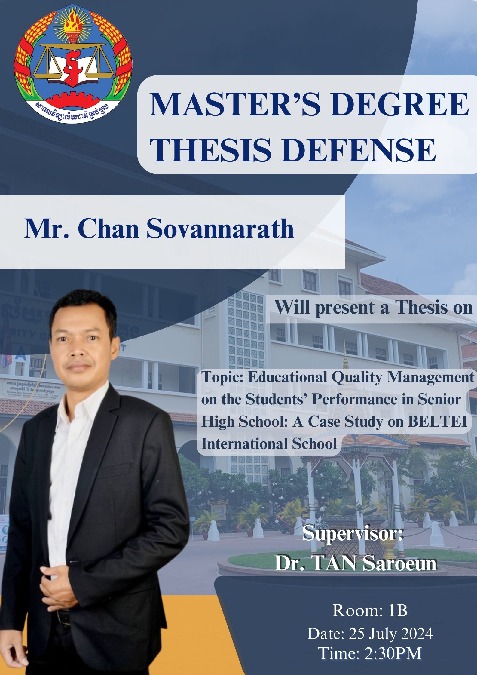 Announcement of Master’s Degree Thesis Defense – School of Graduate Studies